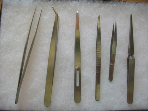 All Purpose 6-pc Tweezers Set Stainless Steel - Etsy
