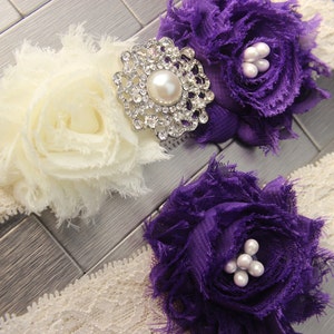 Purple Garter Set - Royal Purple Wedding Garters Dark Purple Garter ...