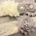 Garter Set - Grey Wedding Garters, Ivory Lace Garter W/ Gray Flowers ...