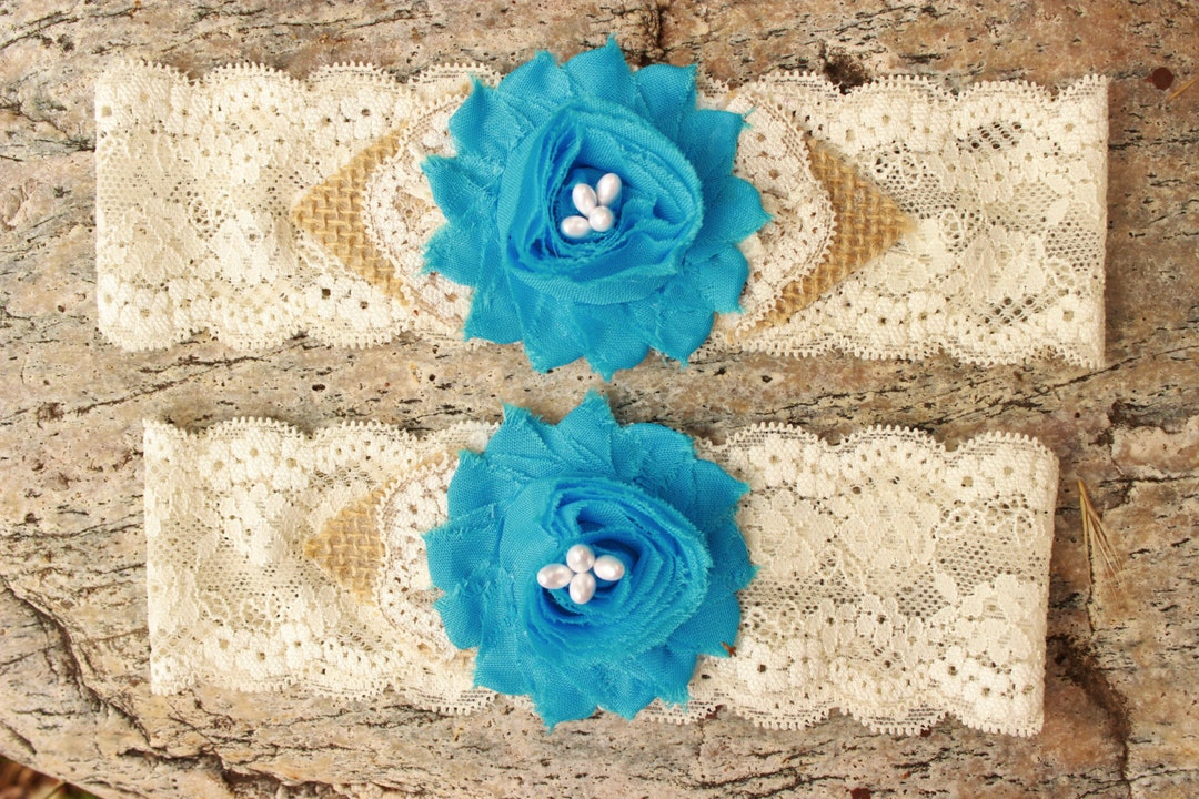 Malibu Blue Wedding Garter Malibu Davids Bridal Burlap Wedding Garter ...