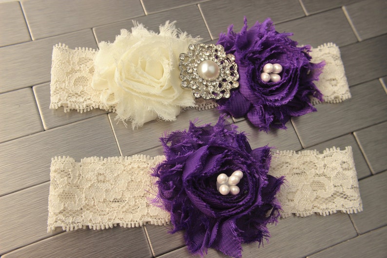 Purple Garter Set - Royal Purple Wedding Garters Dark Purple Garter ...