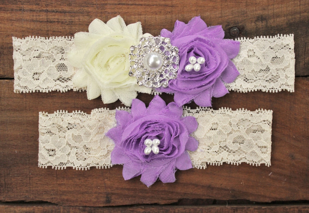 Spring Wedding, Lavender Wedding, Purple Garter Set Wedding Garters ...