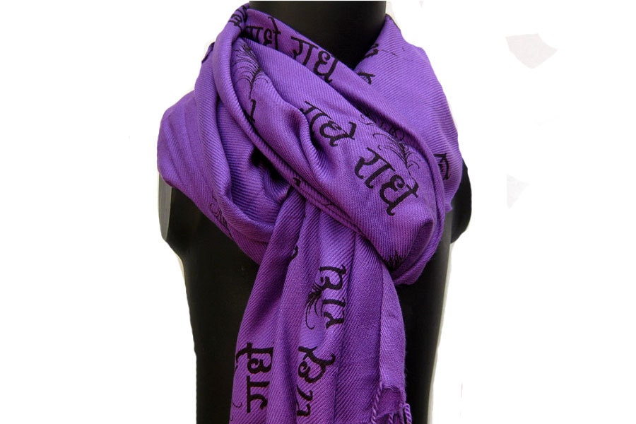 Radhe krishna scarf/ block print scarf/ purple scarf/ cotton | Etsy