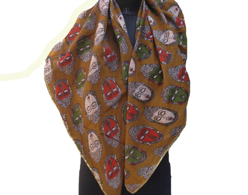 Prayer Scarf/ Gautam Buddha Scarf/ Cotton Scarf/ Brown Scarf/ - Etsy