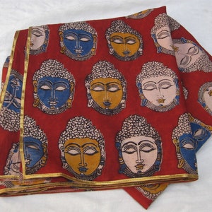 Prayer Scarf/ Gautam Buddha Scarf/ Cotton Scarf/ Maroon Scarf/ Square ...