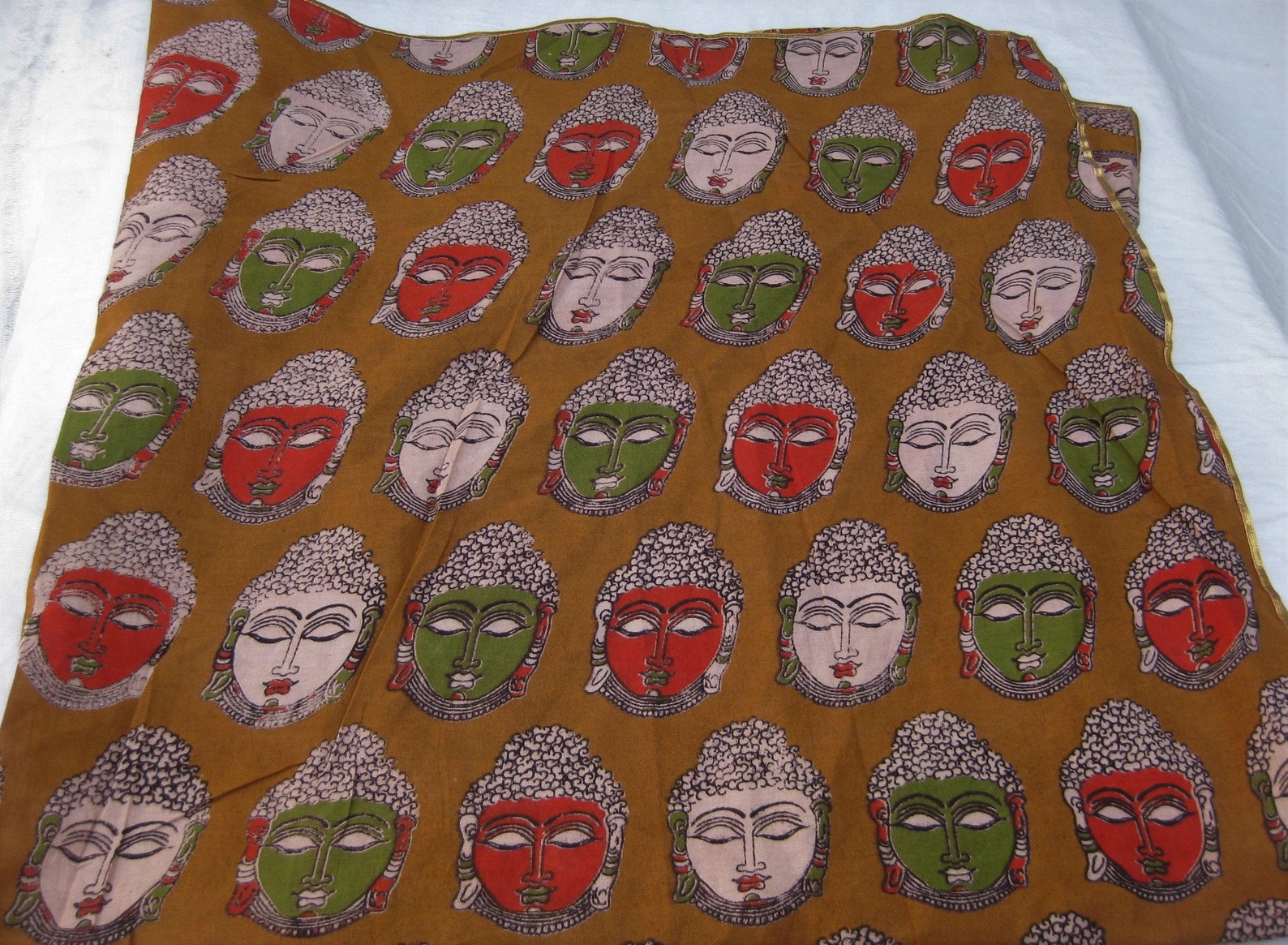 Prayer Scarf/ Gautam Buddha Scarf/ Cotton Scarf/ Brown Scarf/ Square ...