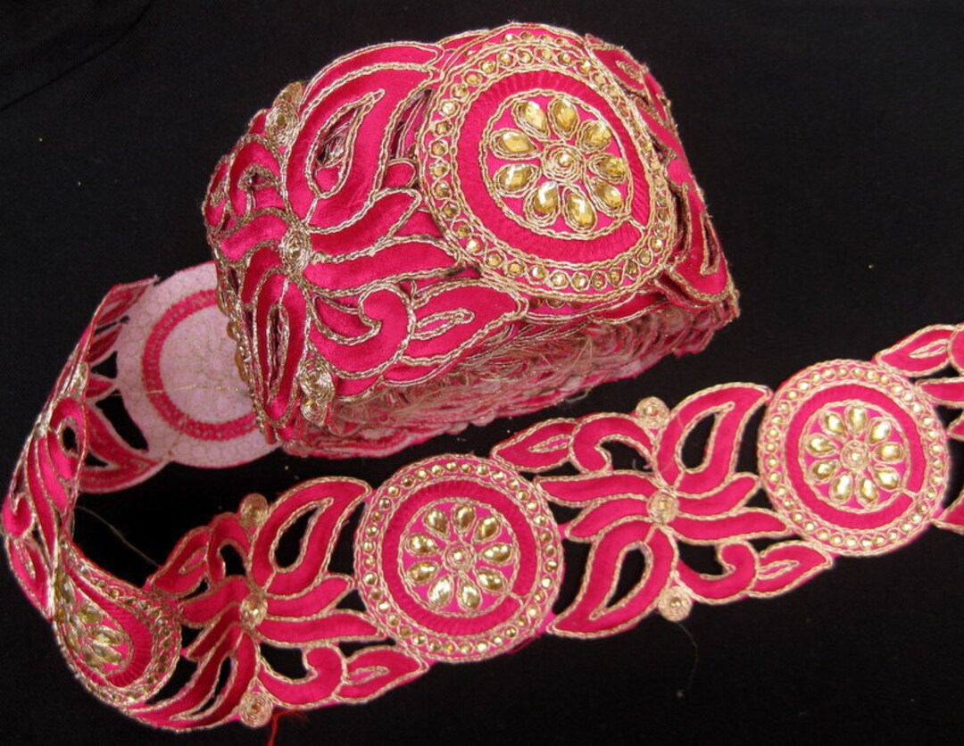 Magenta Embroidered Indian Lace Border, 355" Long, 2.9" Wide - Etsy