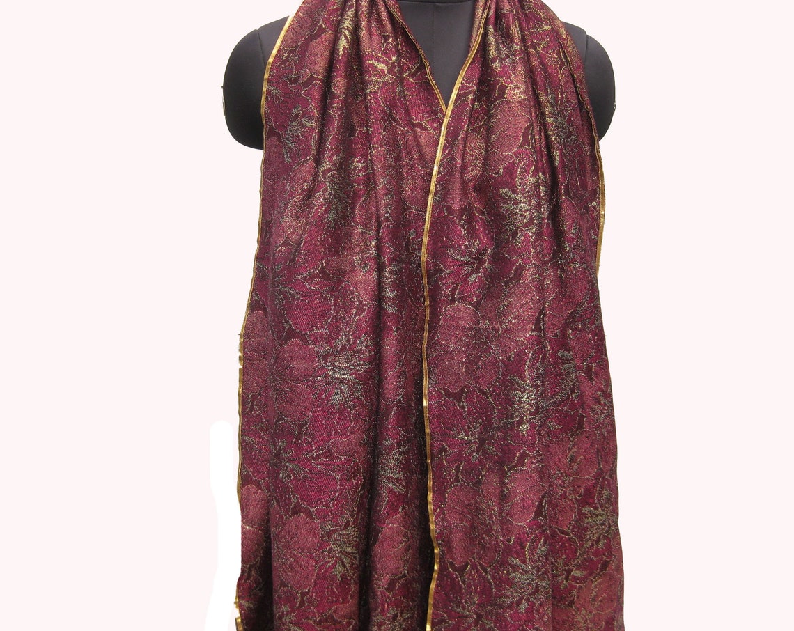 Maroon and Golden Scarf/ Stole/shimmer Stole/ Fashion Scarf/ - Etsy UK