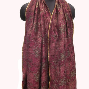 Maroon and Golden Scarf/ Stole/shimmer Stole/ Fashion Scarf/ Gift Scarf ...