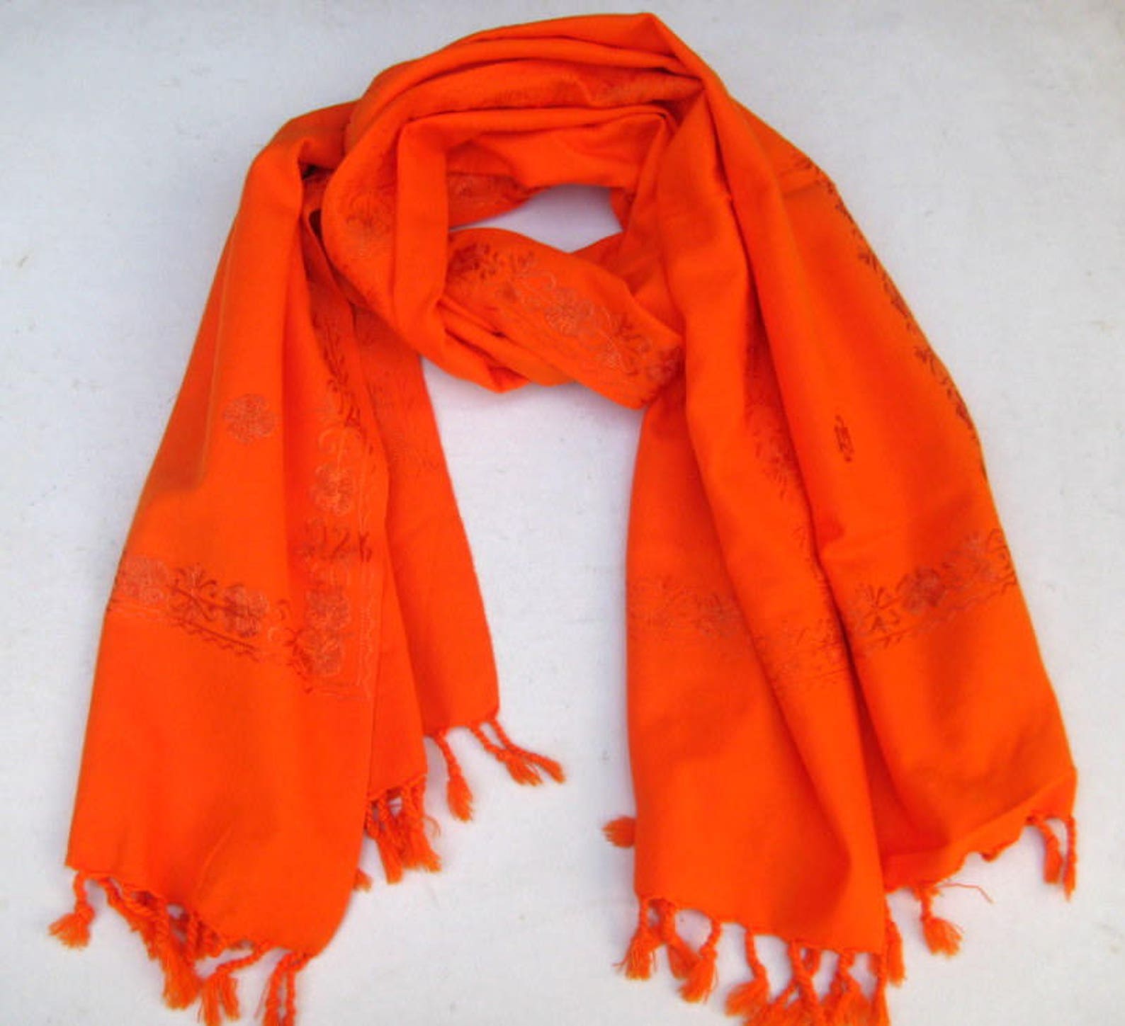 Orange Stole/ Stole/ Embroidered Scarf/ Fashion Scarf/ Gift - Etsy