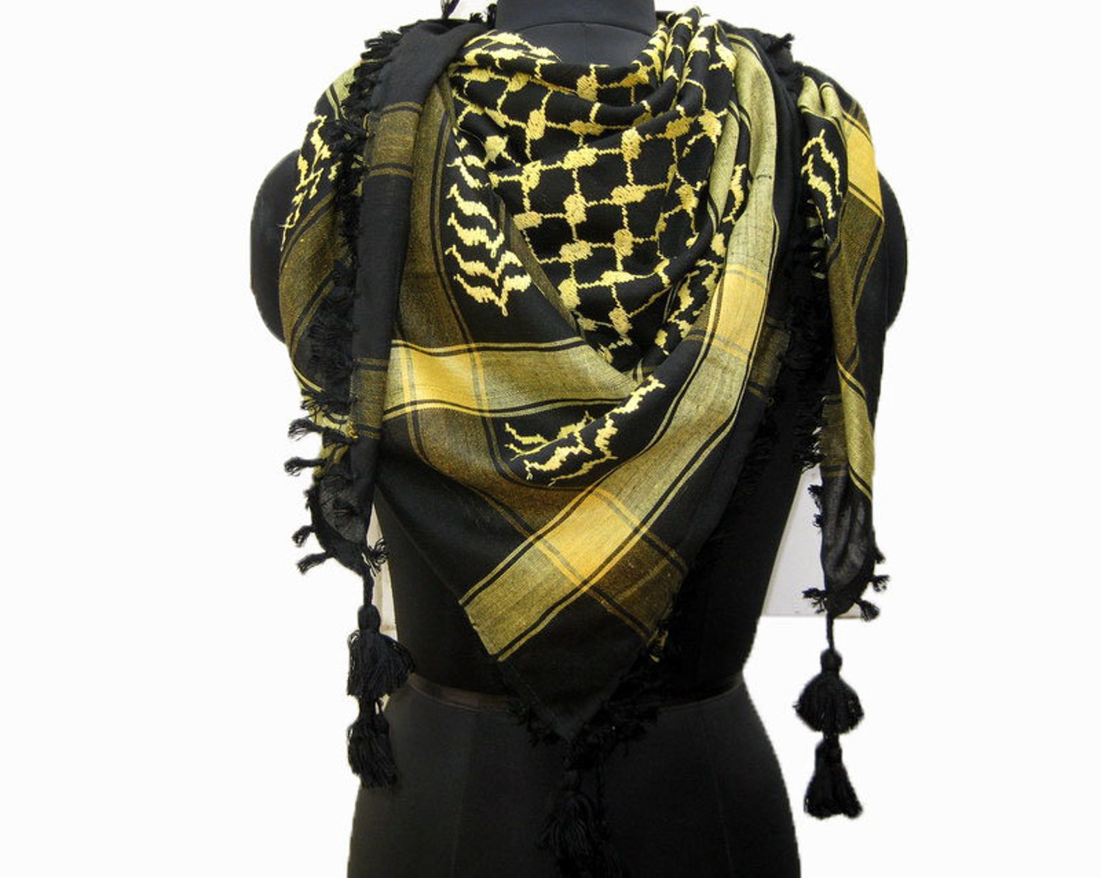 Men Scarf/ Check Scarf/ Yellow and Black Scarf / Cotton Scarf/ - Etsy