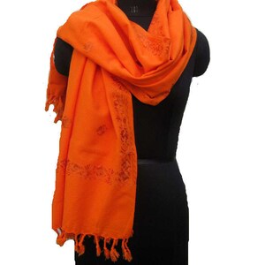 Orange Stole/ Stole/ Embroidered Scarf/ Fashion Scarf/ Gift - Etsy