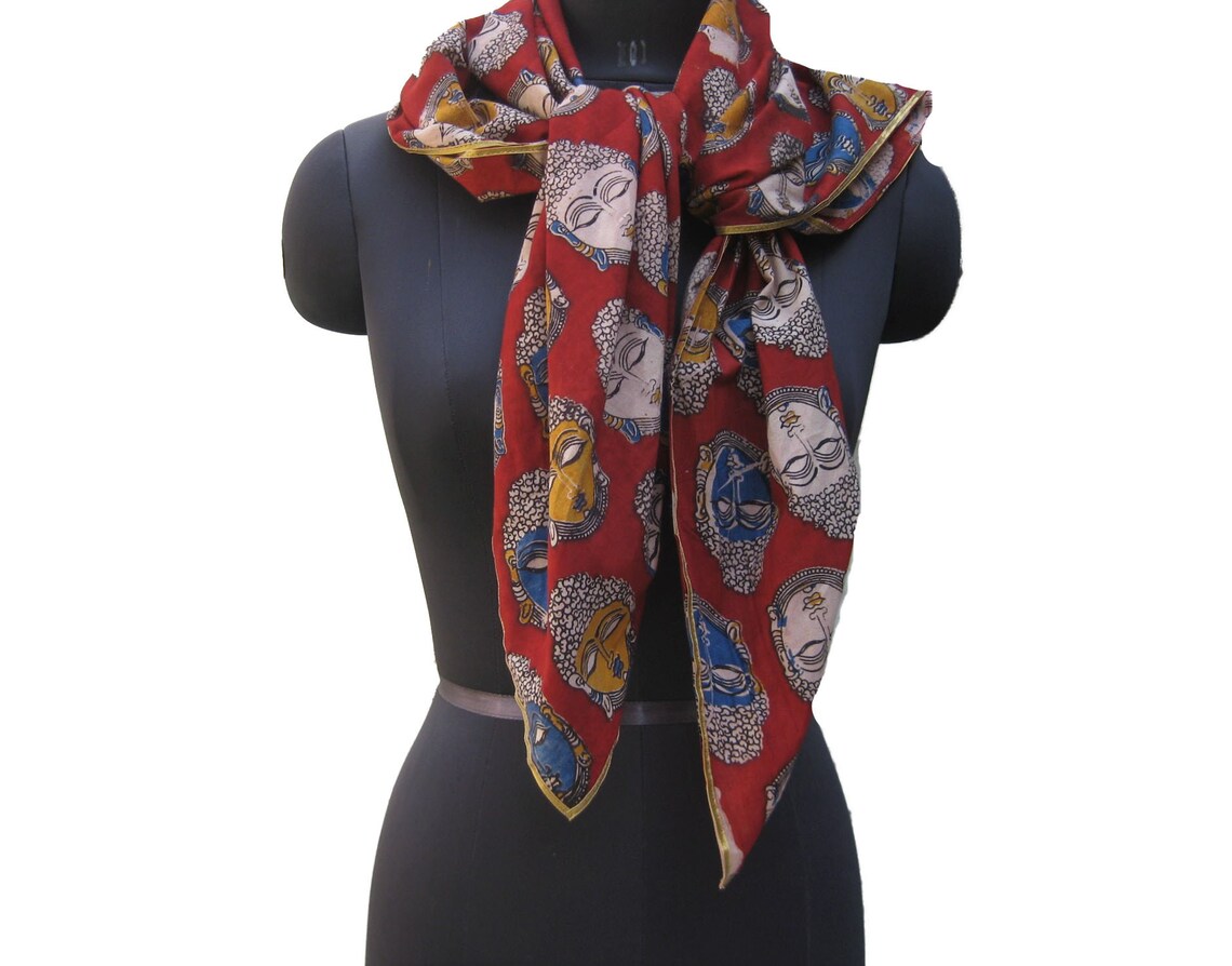 Prayer Scarf/ Gautam Buddha Scarf/ Cotton Scarf/ Maroon Scarf/ - Etsy