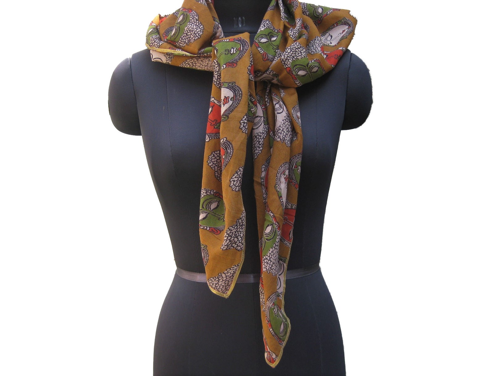 Prayer Scarf/ Gautam Buddha Scarf/ Cotton Scarf/ Brown Scarf/ Square ...