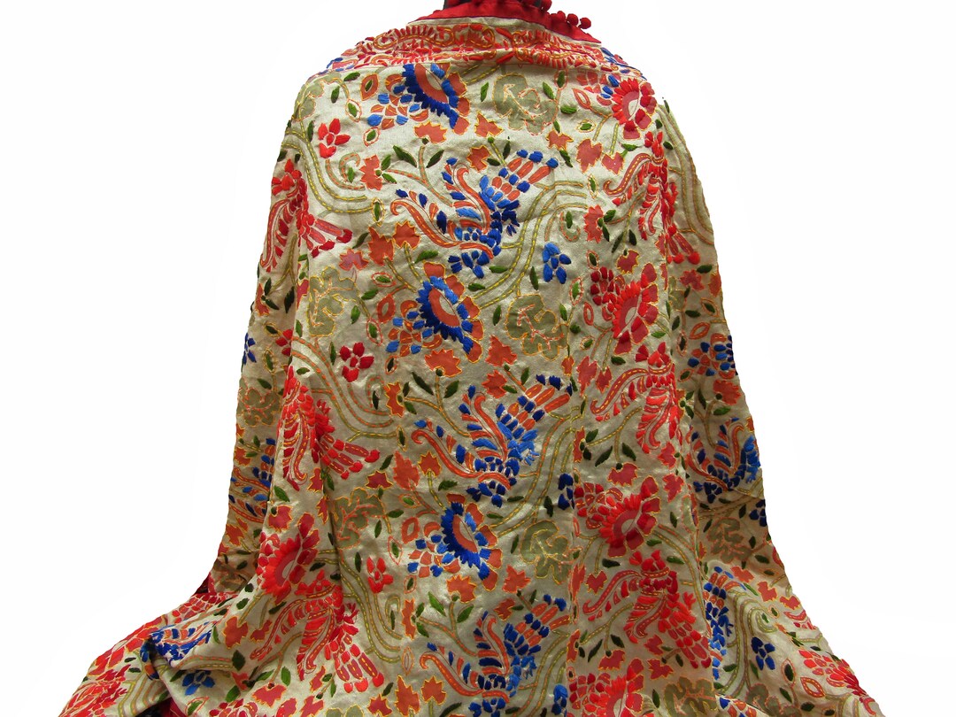 Phulkari Scarf/ Phulkari Dupatta/ Bird Scarf/ Chanderi Scarf/ Wrap ...