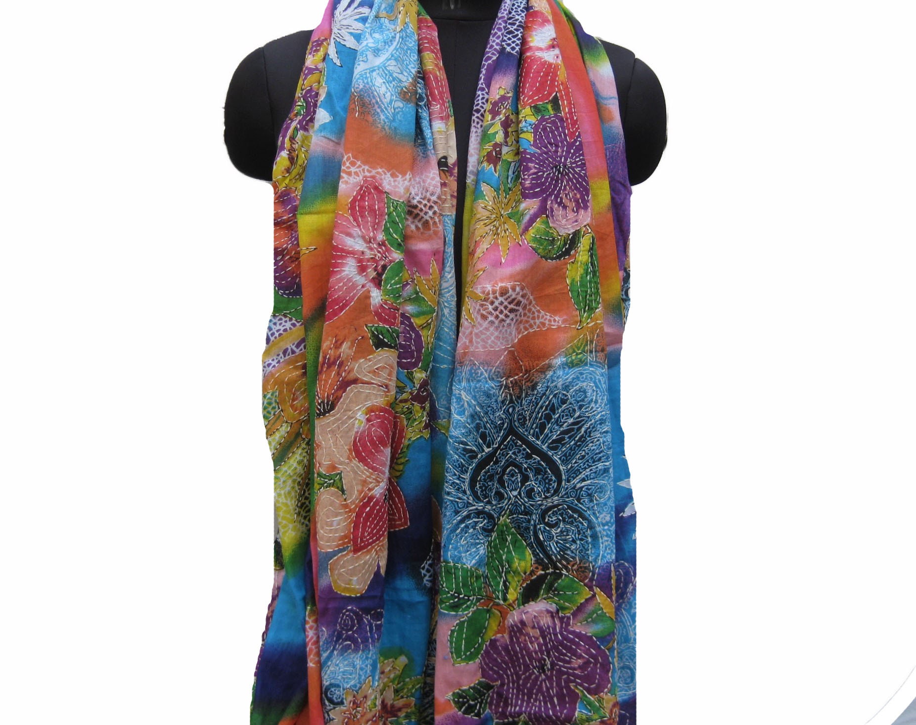Bufanda bordada / bufanda kantha / bufanda multicolor / bufanda morada ...