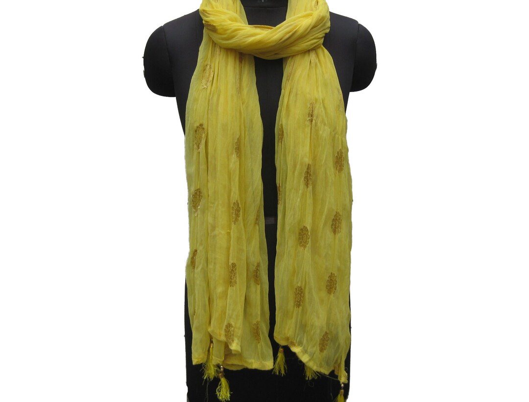 Yellow Scarf/ Long Scarf/ Fashion Scarf/ Trendy Scarf/ Tassel Scarf ...