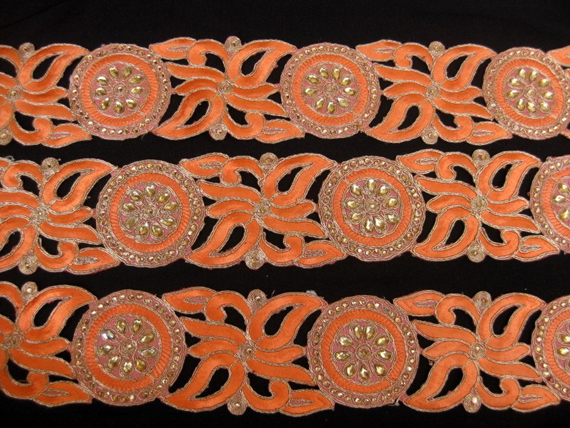 9 Meters/ 355 Inches Approx. Peach Colored Border Lace | Etsy