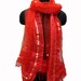 Embroidered Scarf/ Red Scarf/ Sequin Scarf/ Light Weight - Etsy