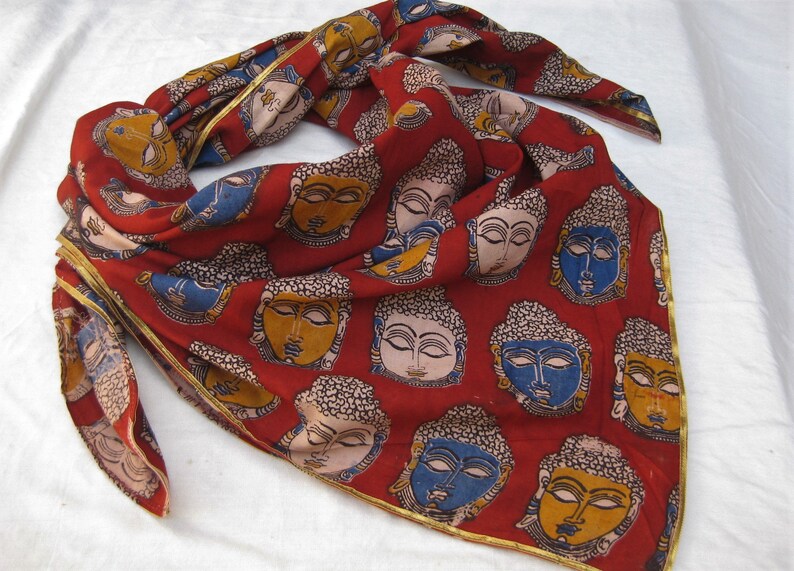 Prayer Scarf/ Gautam Buddha Scarf/ Cotton Scarf/ Maroon Scarf/ - Etsy