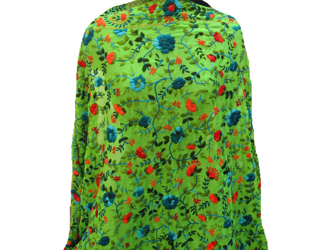 Phulkari Scarf/ Phulkari Dupatta/ Georgette Scarf/ Scarf/ Reed Scarf ...