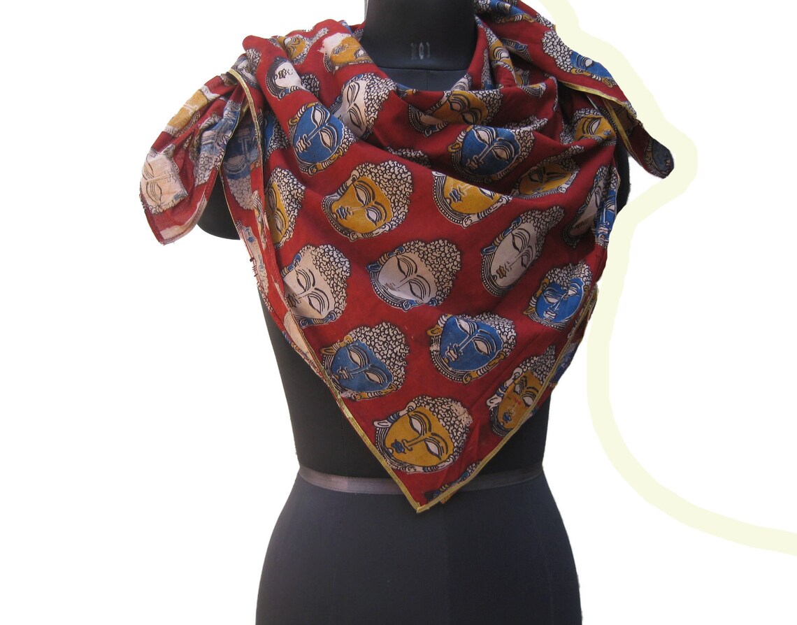 Prayer Scarf/ Gautam Buddha Scarf/ Cotton Scarf/ Maroon Scarf/ - Etsy