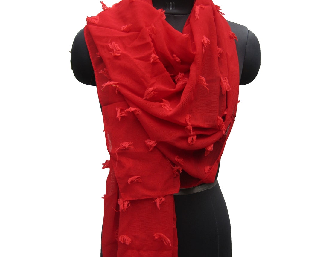 Red Scarf/ Thread Scarf/ Funky Scarf/ Scarf/ Fashion Scarf/ Fancy ...