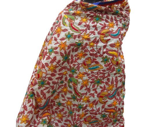 Phulkari Scarf/ Phulkari Dupatta/ Bird Scarf/ Chanderi Scarf/ | Etsy