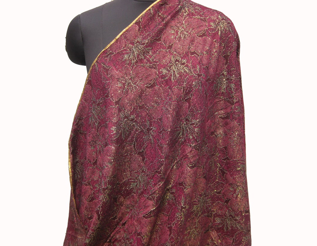Maroon and Golden Scarf/ Stole/shimmer Stole/ Fashion Scarf/ Gift Scarf ...