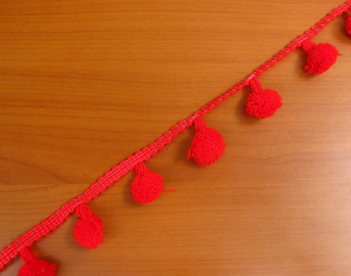 9 Meters/ 355 Inches Approxred Pom Pom Lace/ Border/ Trim/. - Etsy