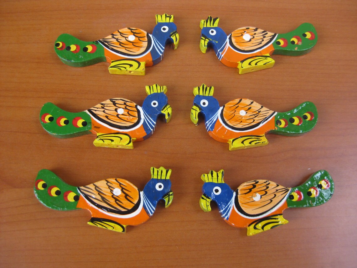 Wooden Buttons/ Peacock Buttons/ Bird Buttons/ Colorful Beads/ - Etsy