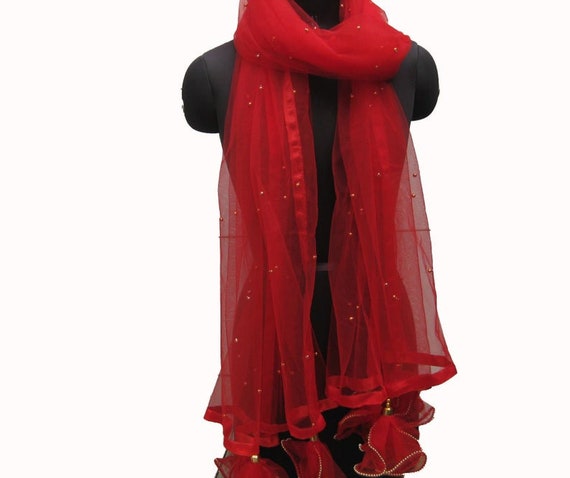 Red scarf net scarf trendy scarf fashion scarf tassel scarf beads scarf lace scarf gift scarf gift ideas