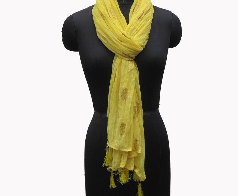 Yellow Scarf/ Long Scarf/ Fashion Scarf/ Trendy Scarf/ Tassel Scarf ...