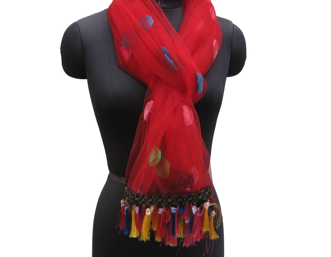Red Scarf/ Net Scarf/ Trendy Scarf/ Fashion Scarf/ Dupatta/ - Etsy