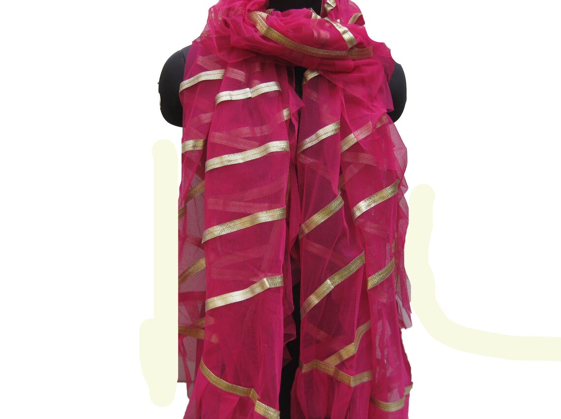 Magenta/ pink scarf/ frill scarf/ net scarf/ trendy scarf/ | Etsy