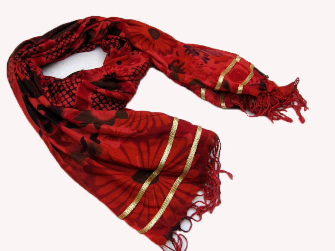 Red Scarf/ Fashion Scarf/ Floral Scarf/ Cotton Scarf/ Lace - Etsy UK