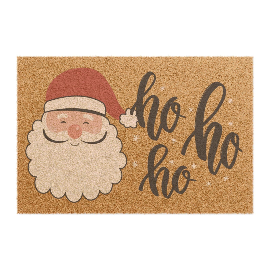 Christmas Santa Ho Ho Ho Doormat, Personalized Outdoor Holiday Welcome ...
