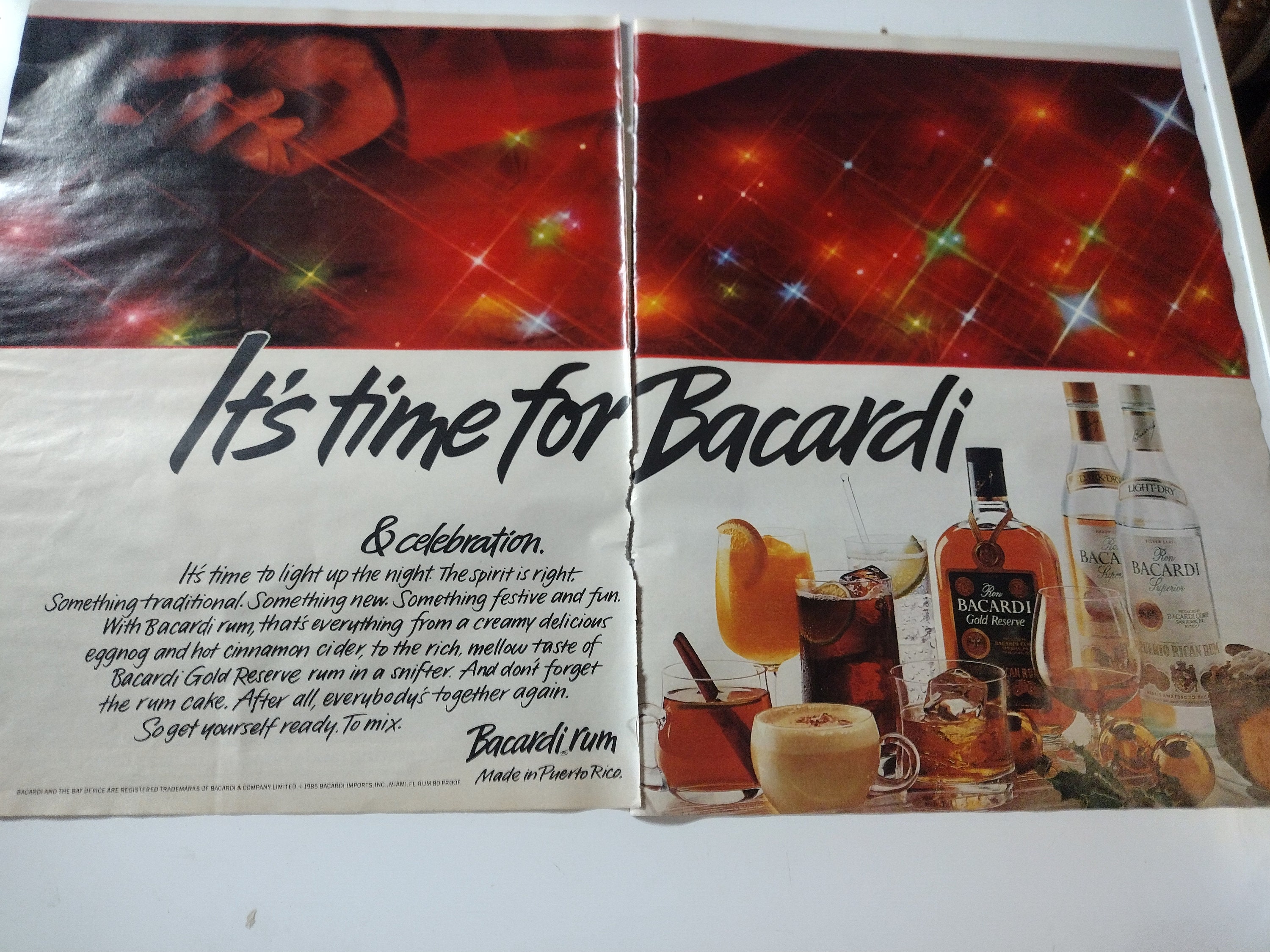 Vintage 1985 Bacardi Rum Time 2 Page Print Ad - Etsy