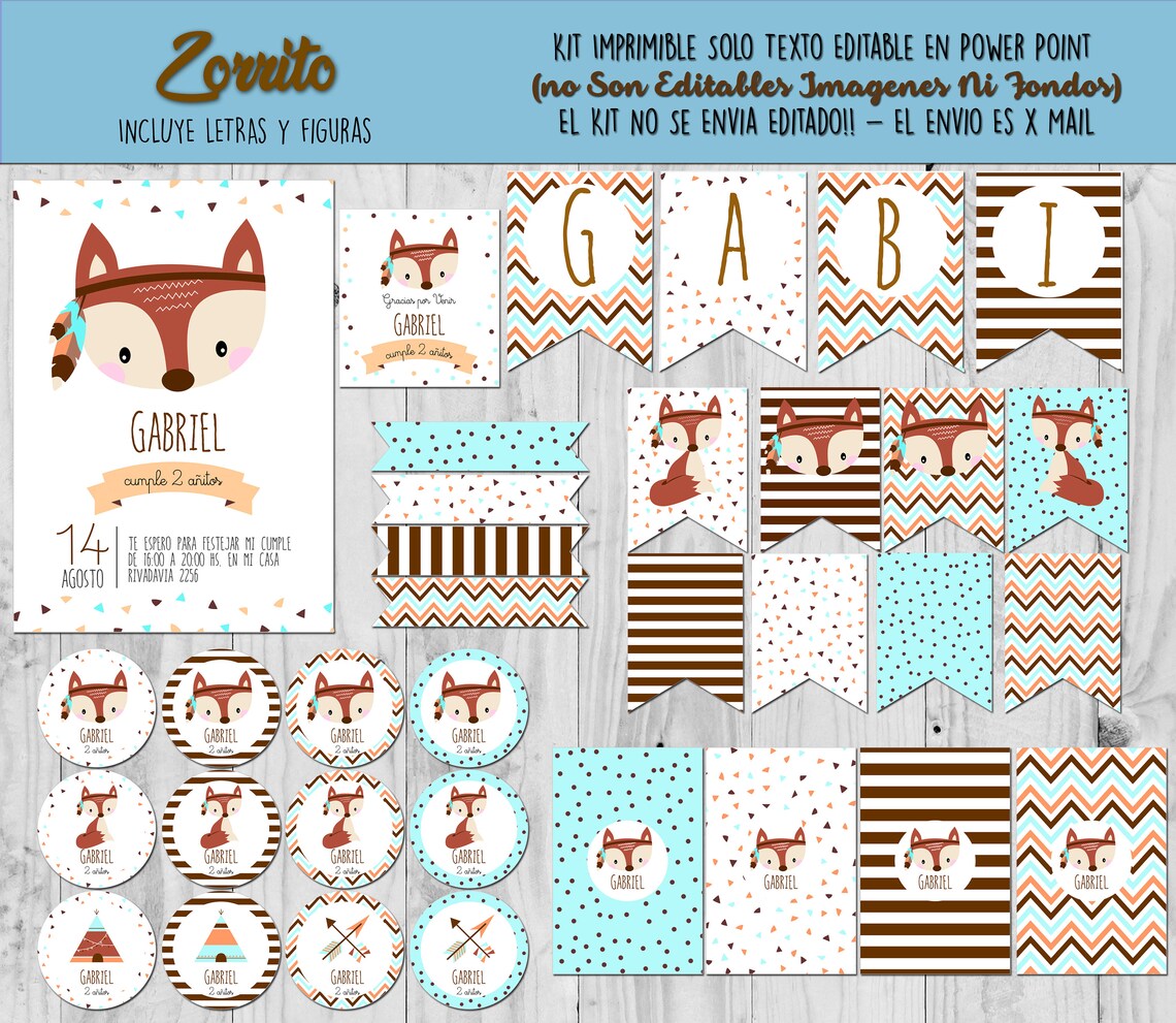 Printable Kit Editable Little Fox Birthday Party - Etsy