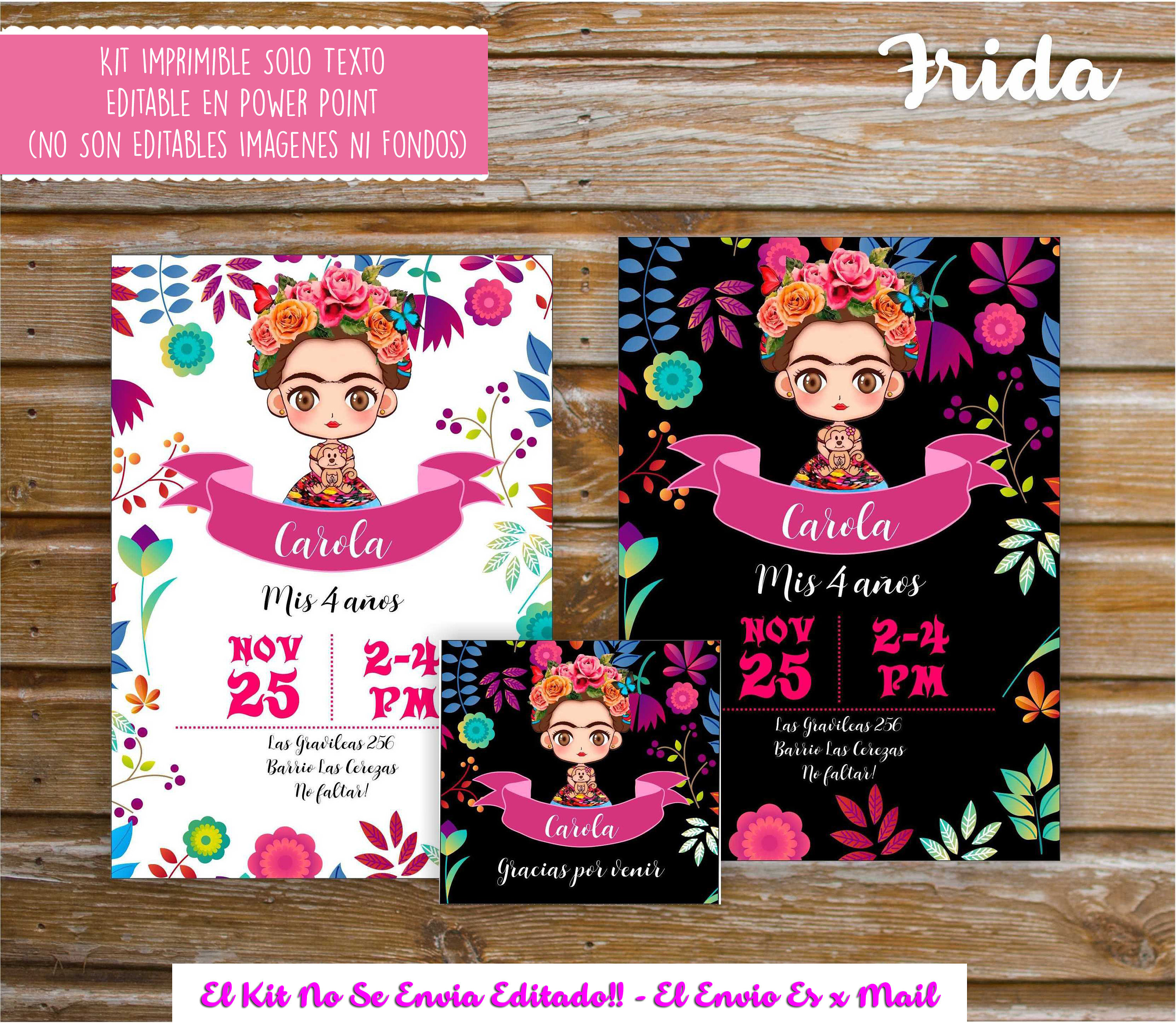 Printable Kit Little Frida. Editable Text. Birtdhay Party - Etsy