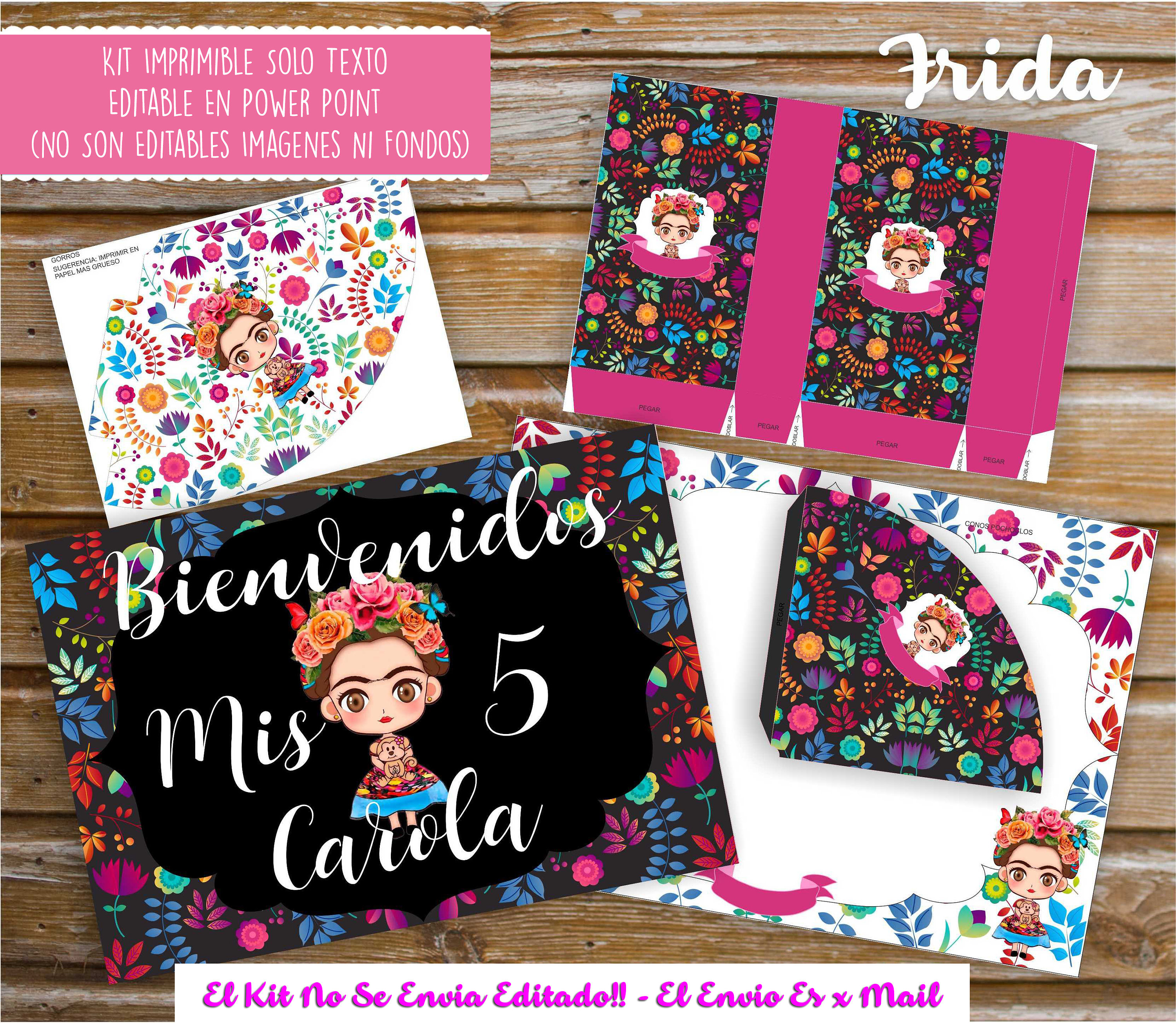 Printable Kit Little Frida. Editable Text. Birtdhay Party - Etsy