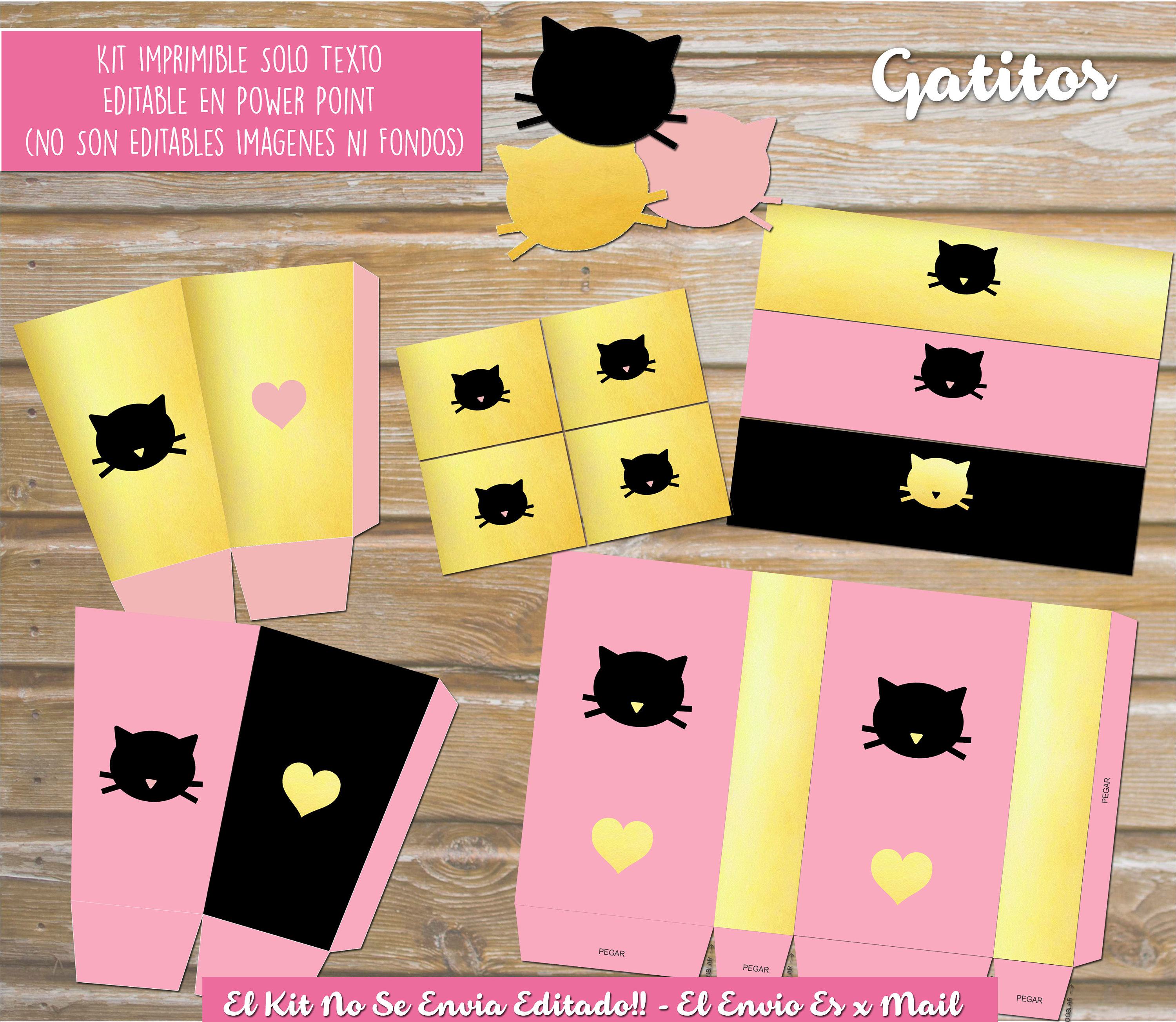 Golden Kittens Printable Kit With Editable Texts! Kitty Cat Kit ...