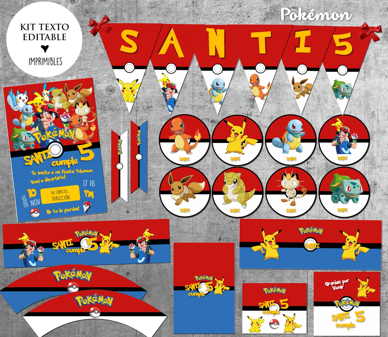 POKEMON GO Printable Kit With Editable Texts! Candy Bar Party Birthday ...