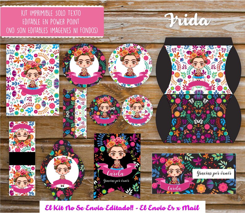 Printable Kit Little Frida. Editable Text. Birtdhay Party - Etsy