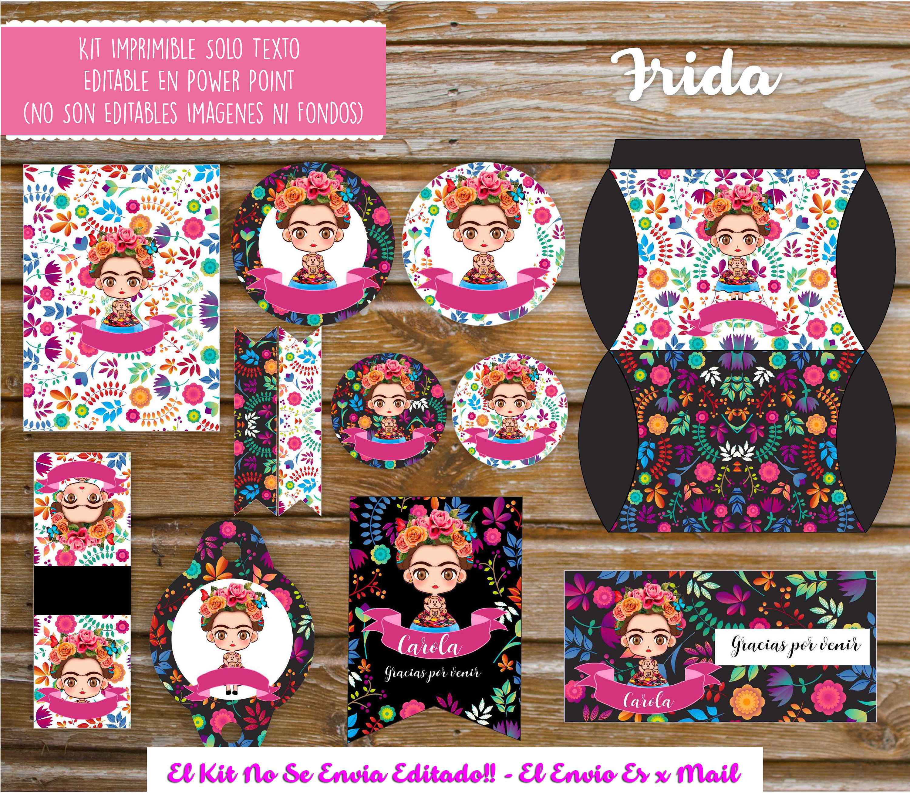 Printable Kit Little Frida. Editable Text. Birtdhay Party - Etsy