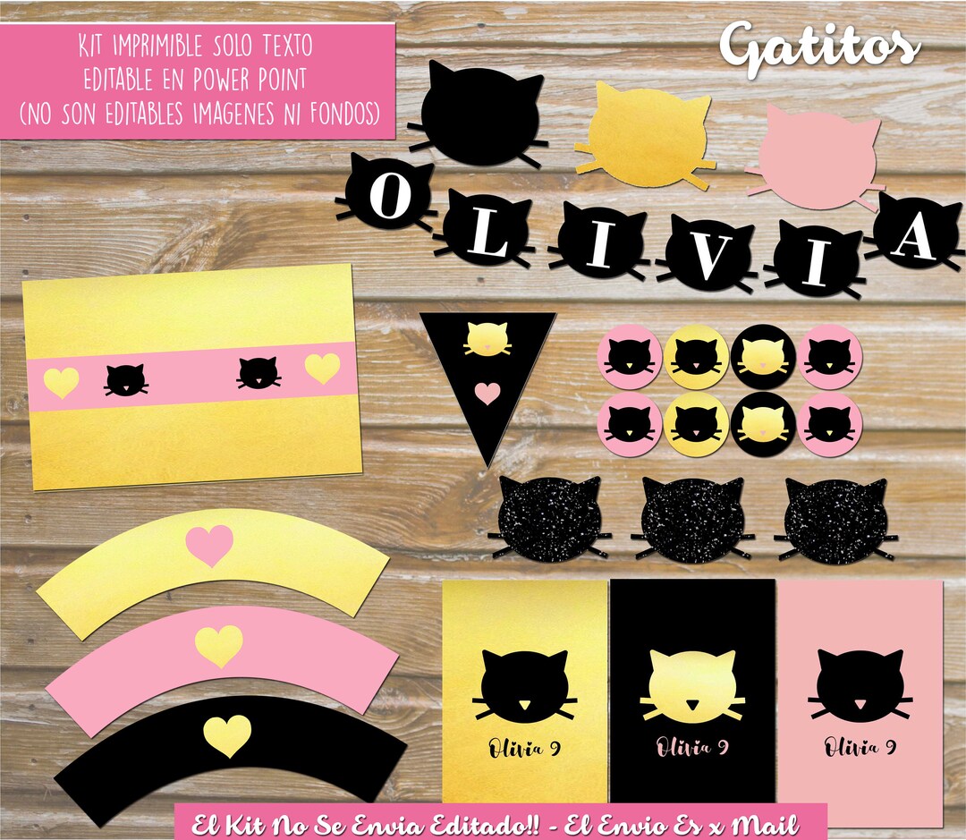 Golden Kittens Printable Kit With Editable Texts! Kitty Cat Kit ...