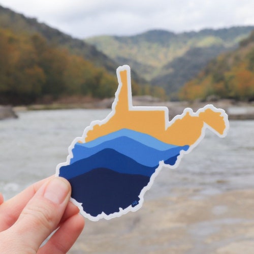 West Virginia Sticker. Blue and Gold Mountains. Mountain - Etsy