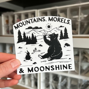 Mountains, Morels, and Moonshine Sticker. Mountain Sticker. Morel ...