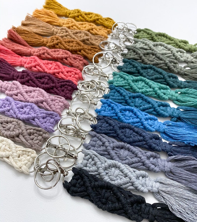 The Classic // Macrame keychain. handmade macrame key chain. | Etsy