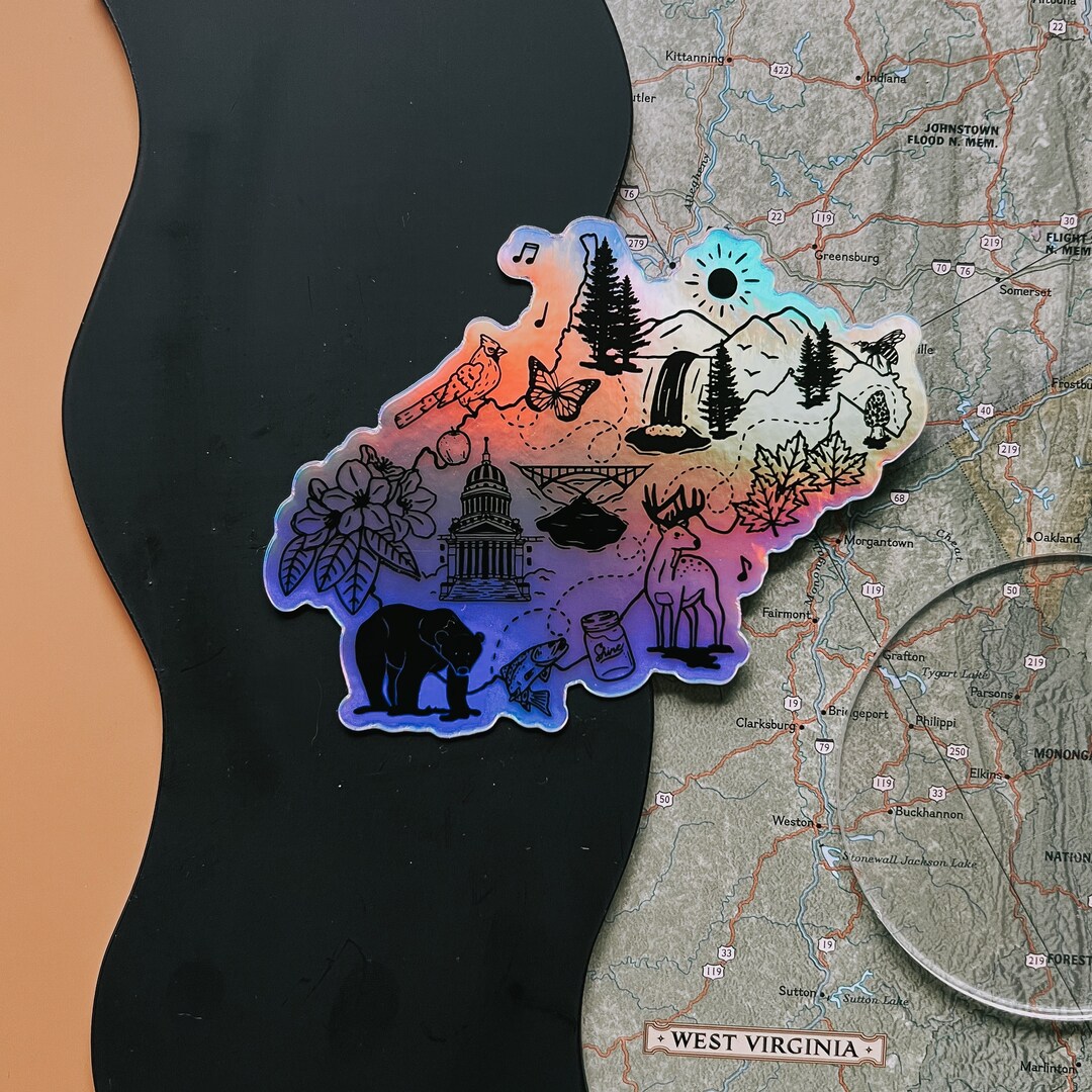 West Virginia Sticker. Holographic West Virginia Sticker. WV Sticker ...